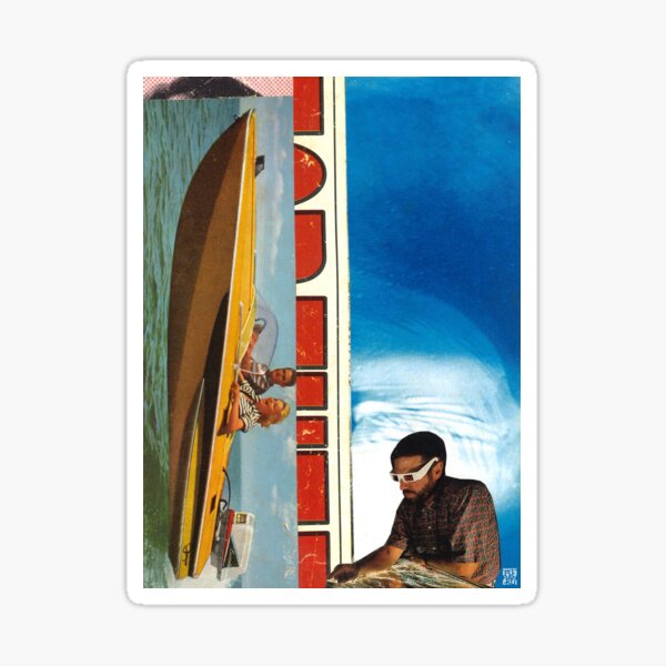 "Retro Speedboat Collage" Sticker by FuRanKuStudio | Redbubble
