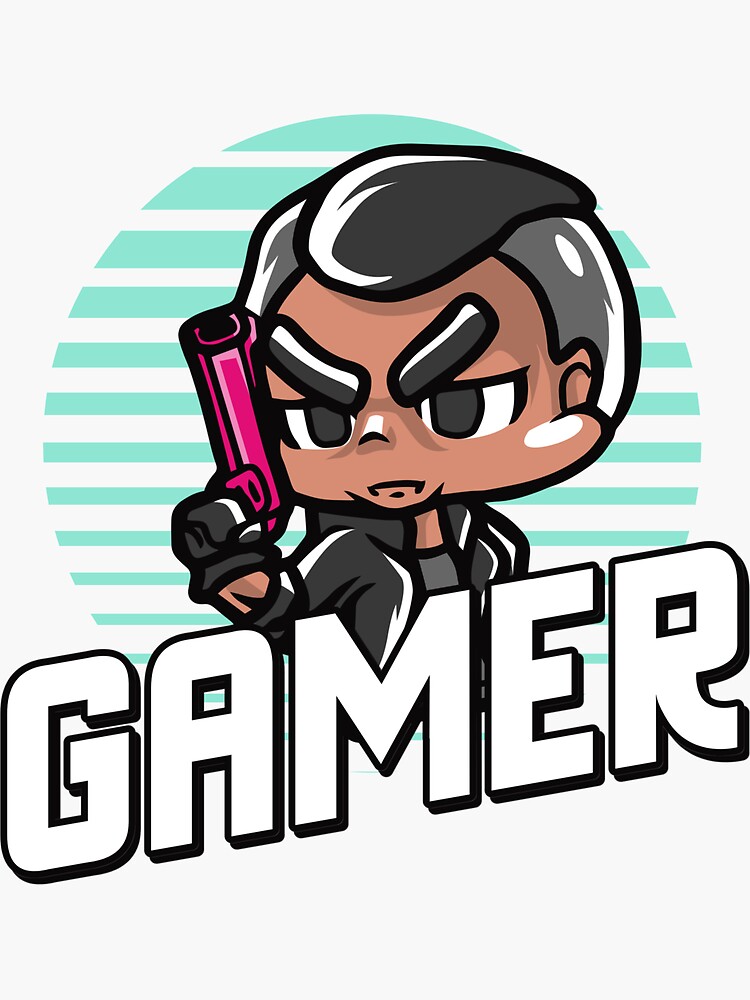 "Gamer with Chibi Shooter" Sticker for Sale by PRIVARSHU | Redbubble