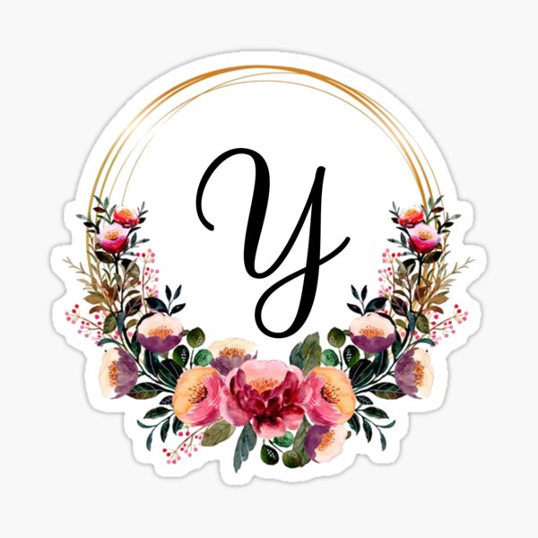 "Monogram with Pink Floral | Monogram Letter Y" Sticker by JustSeasons ...