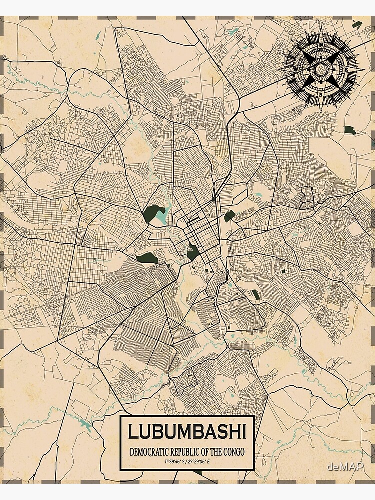 "Lubumbashi City Map of DR Congo Vintage - Vintage" Poster for Sale by ...