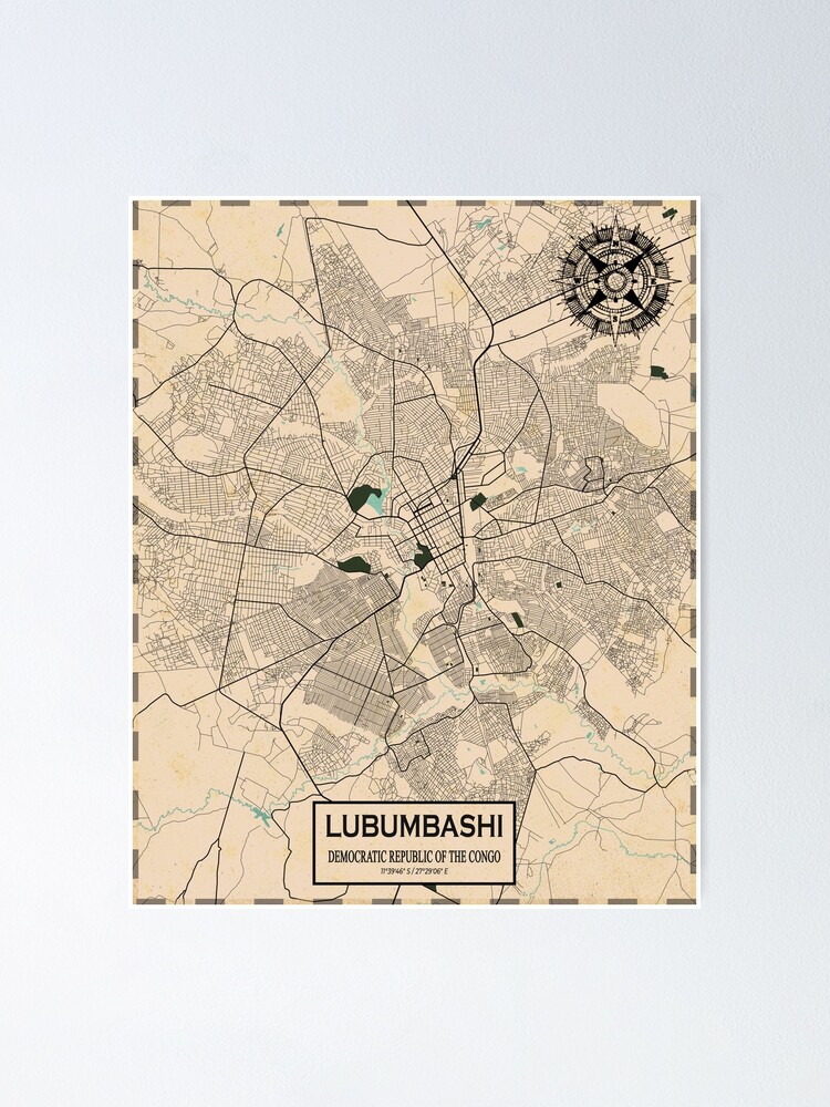 "Lubumbashi City Map of DR Congo Vintage - Vintage" Poster for Sale by ...