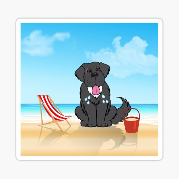 "Newfoundland Dog at the Beach" Sticker for Sale by itsmechris | Redbubble