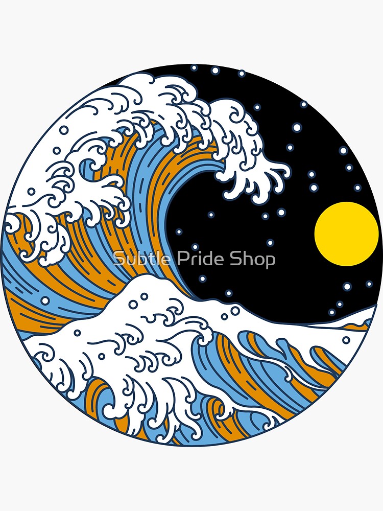 "Circular Japanese Aro Ace Wave. Aroace Pride" Sticker by ClimbingTees ...