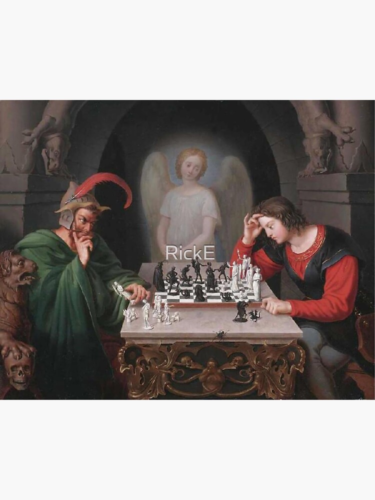 "Checkmate by Friedrich Moritz August Retzsch - Vintage Art" Sticker ...