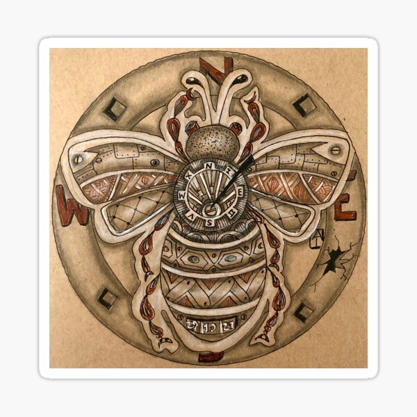 "Steampunk Bee Zentangle" Sticker by ArtyZen | Redbubble