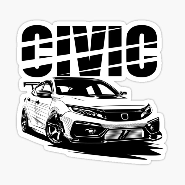 "Civic (line art)" Sticker by JayPaburisat | Redbubble