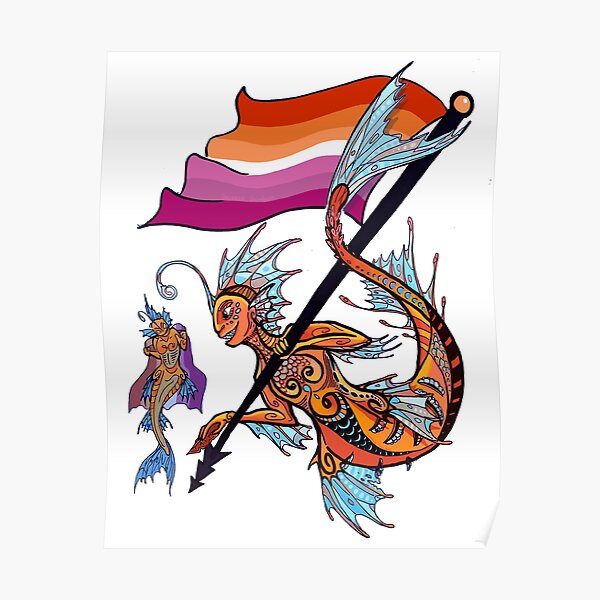 "Lesbian Pride Mermaids Transparent" Poster for Sale by Sundews | Redbubble