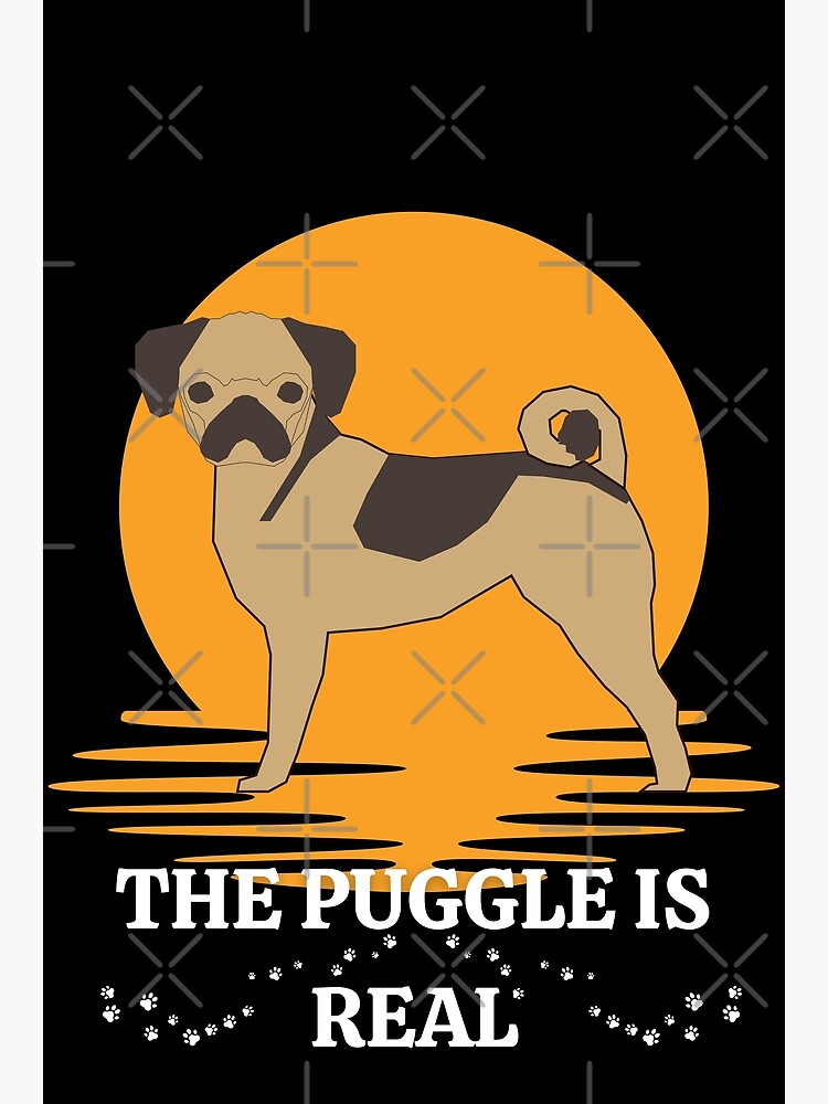 "Cute "The Puggle Is Real" Sunset Pawprints " Poster for Sale by Write ...