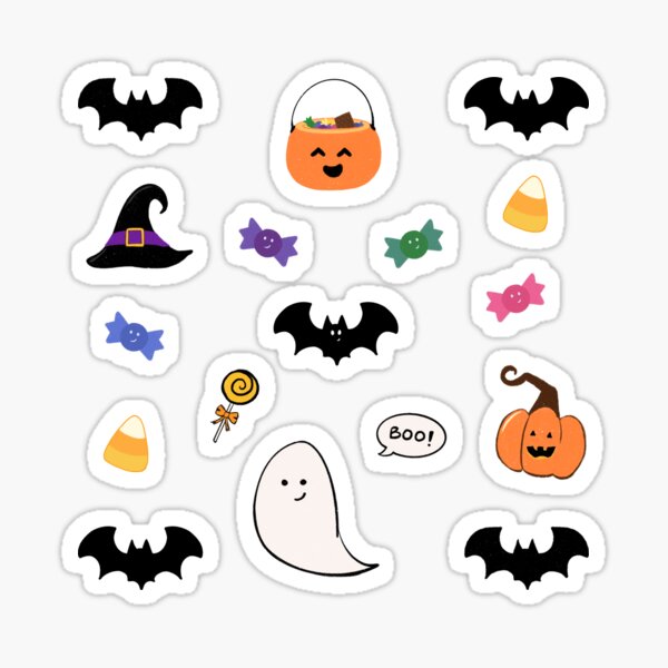 "Halloween (Ghost, Pumpkin, Bats, Candy, Hat) Pack" Sticker for Sale by ...