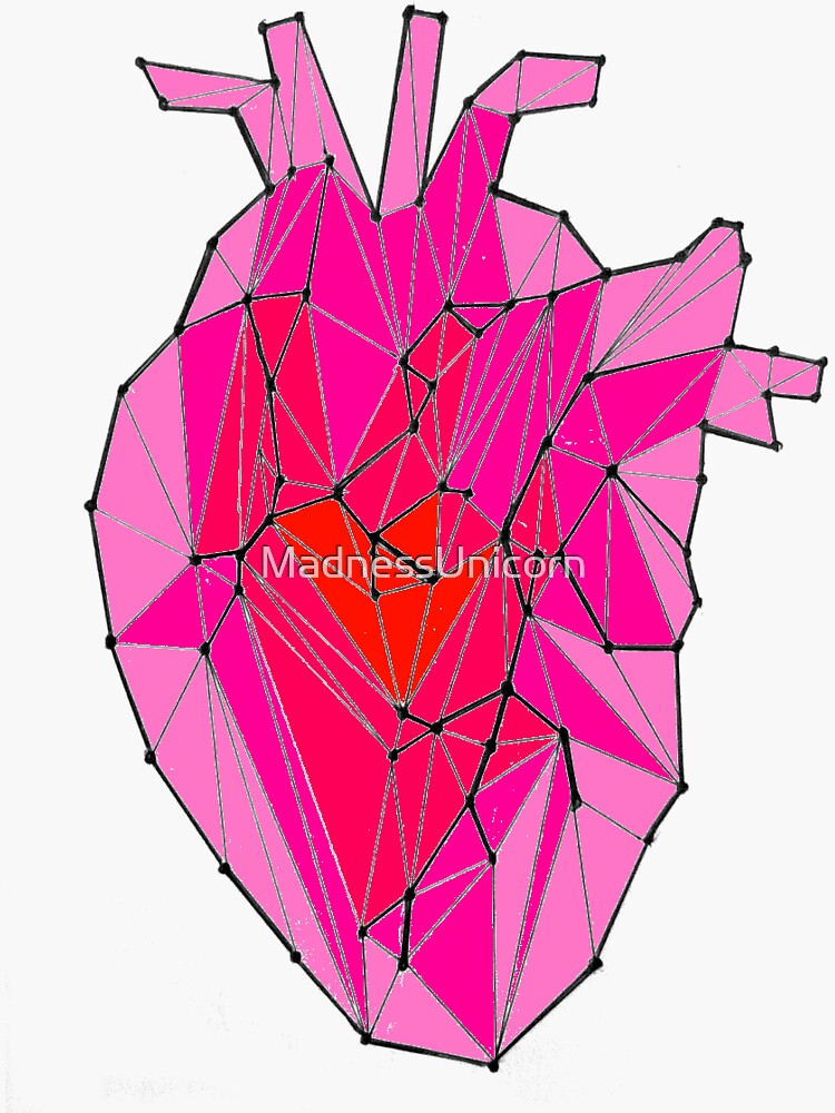 "Color geometric anatomical heart 1" Sticker by MadnessUnicorn | Redbubble