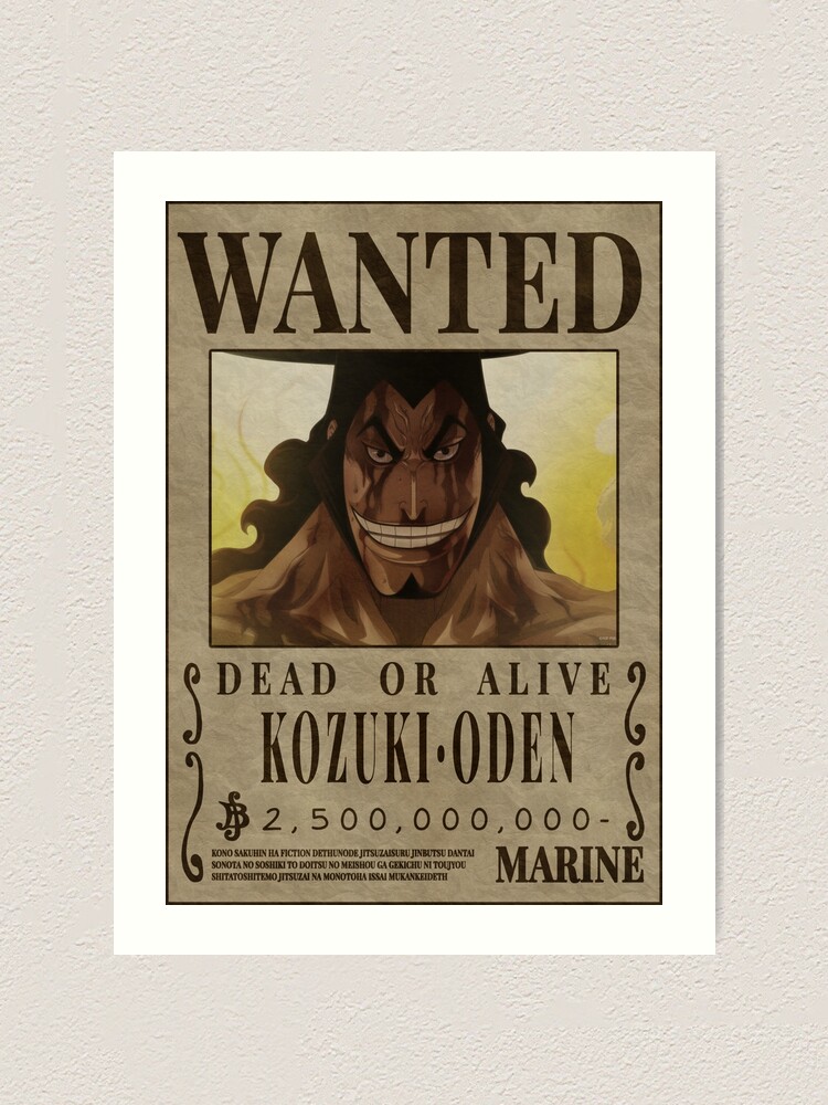 "Kozuki Oden Bounty One Piece Wanted Poster" Art Print for Sale by One ...