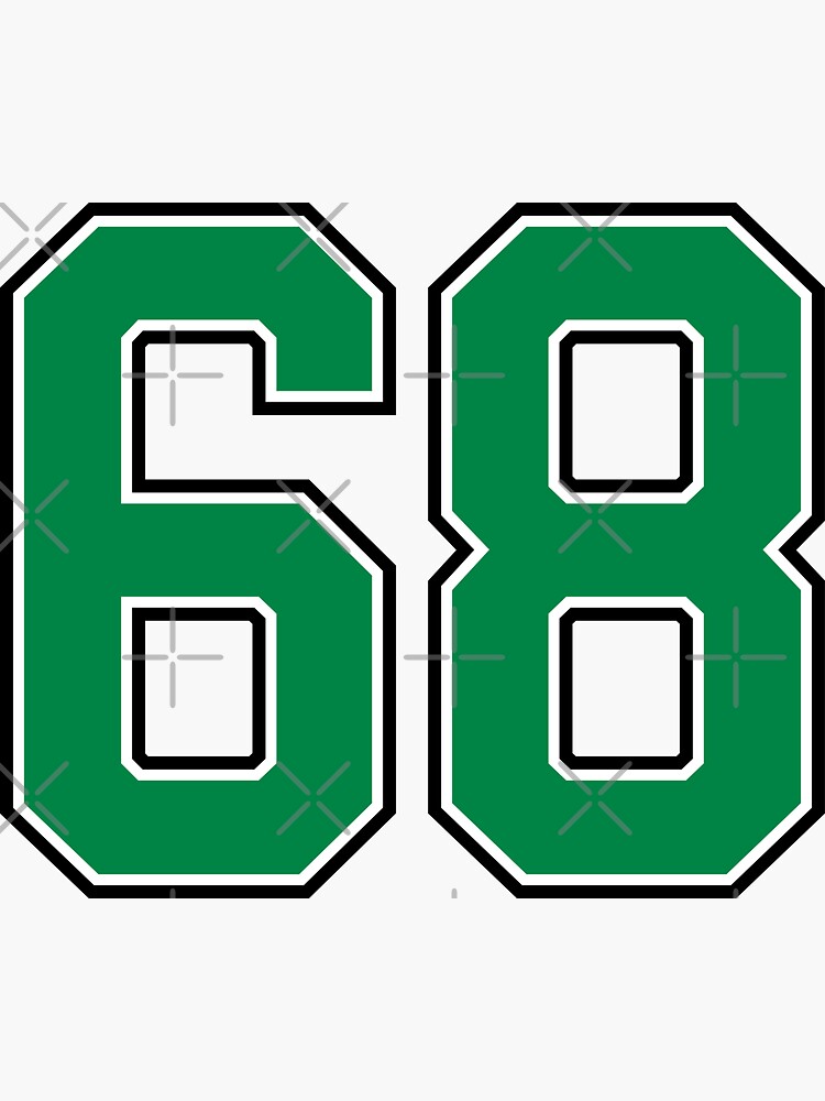 "68 number, green lucky sports sixty eight" Sticker by ArtIsParty ...