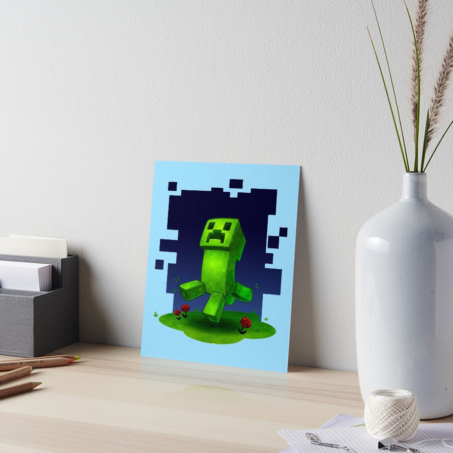 "Minecraft Creeper Night" Art Board Print by ddkart | Redbubble