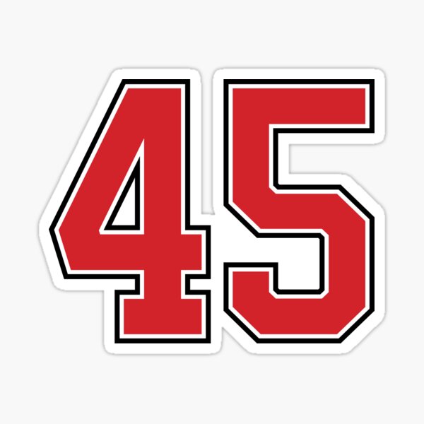 "Sports Number 45, red black color lucky sport forty five" Sticker by ...