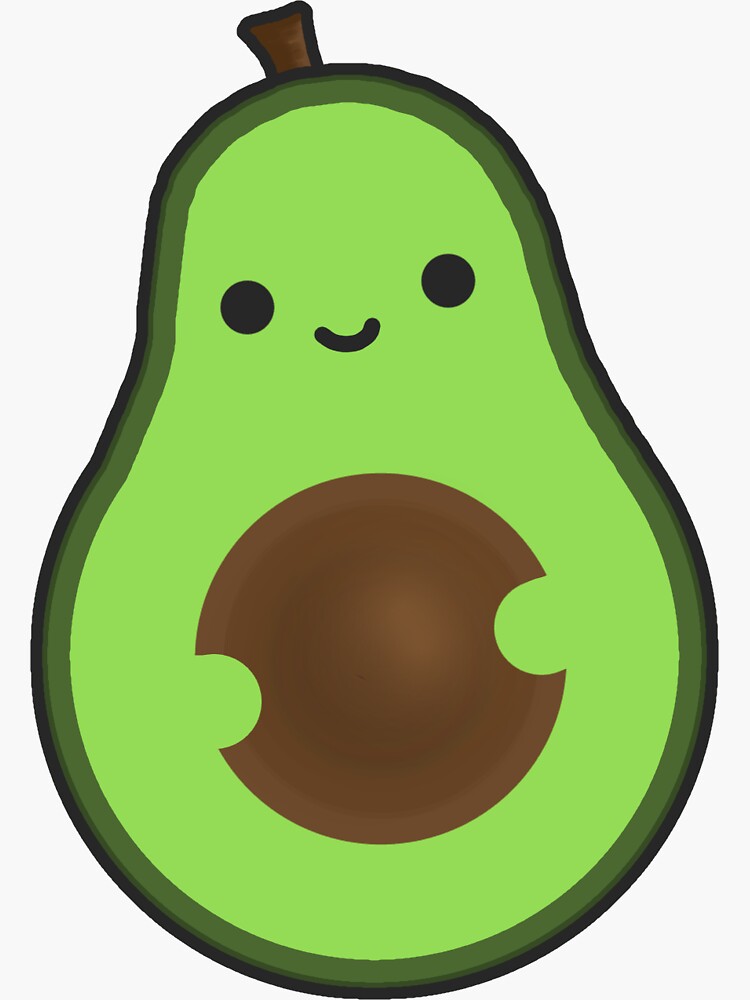 "Cute Avocado Kawaii Chibi Smiley" Sticker for Sale by Francesca ...