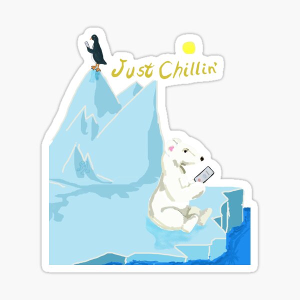 Pegatina «El oso polar Paul y el pingüino Pierre simplemente se relajan ...