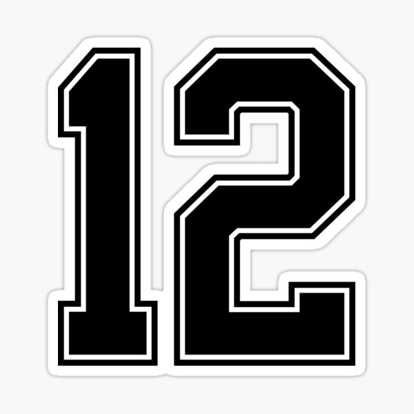 "Black Number 12 lucky sports jersey twelve" Sticker by HeavyStyle ...