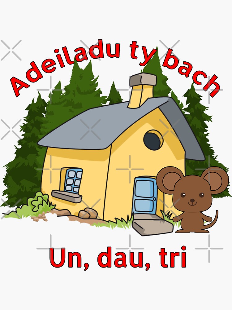 "Adeiladu Ty Bach, Building a Little House" Sticker by Aurorapod ...