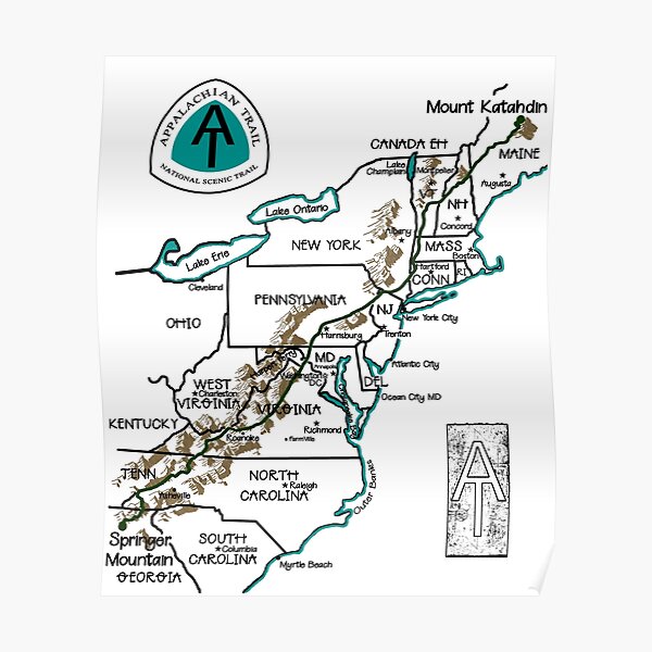 "Appalachian Trail Map" Poster for Sale by ThreadsNouveau | Redbubble