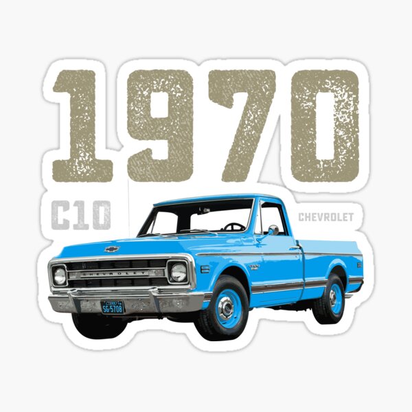"1970 Chevy C10 Pickup Blue" Sticker by SkyStract | Redbubble