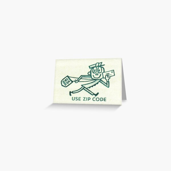 "Mr. Zip Zippy cartoon character vintage '60s postage stamp" Greeting ...