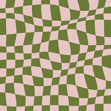 "Warped Checkered Pattern (pink/olive green)" Poster for Sale by ...