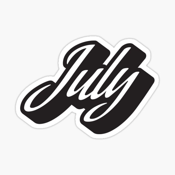 "July, juillet, mes de julio, luglio, Julho in Black Shadow Script ...