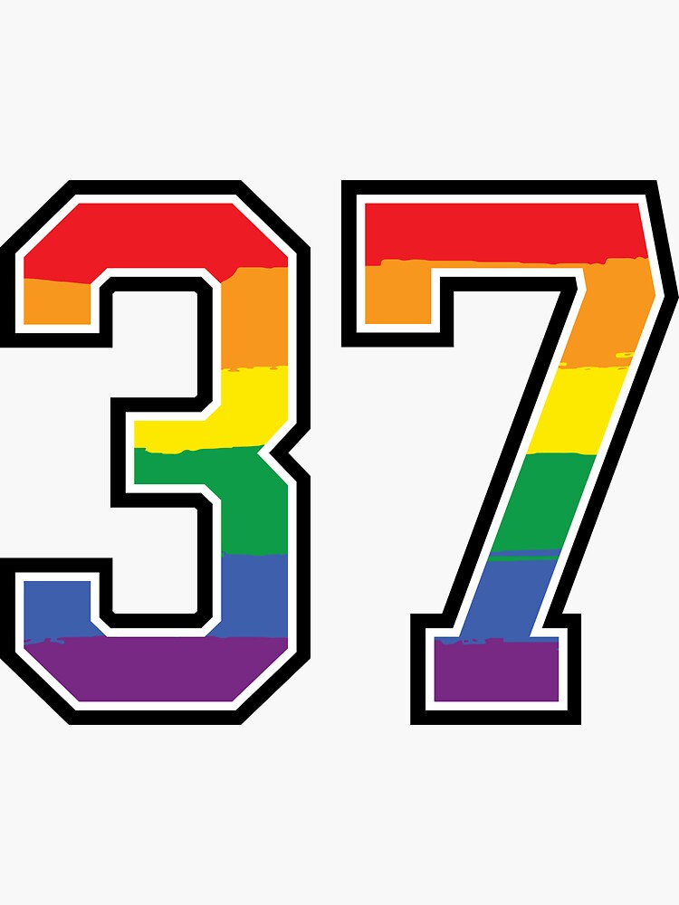 "Number 37 Rainbow LGBT pride thirty seven" Sticker by LoveIsColorful ...