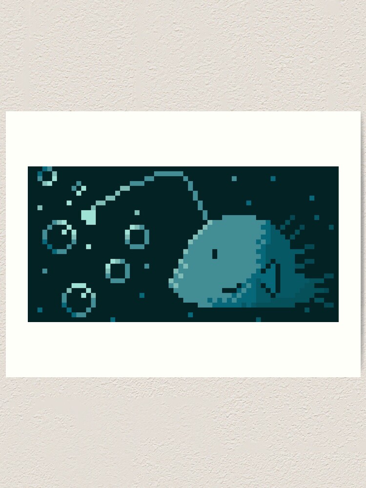 "Pixel Art Underwater Glowing Anglerfish" Art Print for Sale by ...