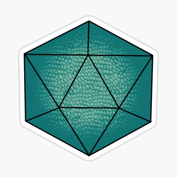 "Ice Dragon Scale D20" Sticker by BitandBaubles | Redbubble