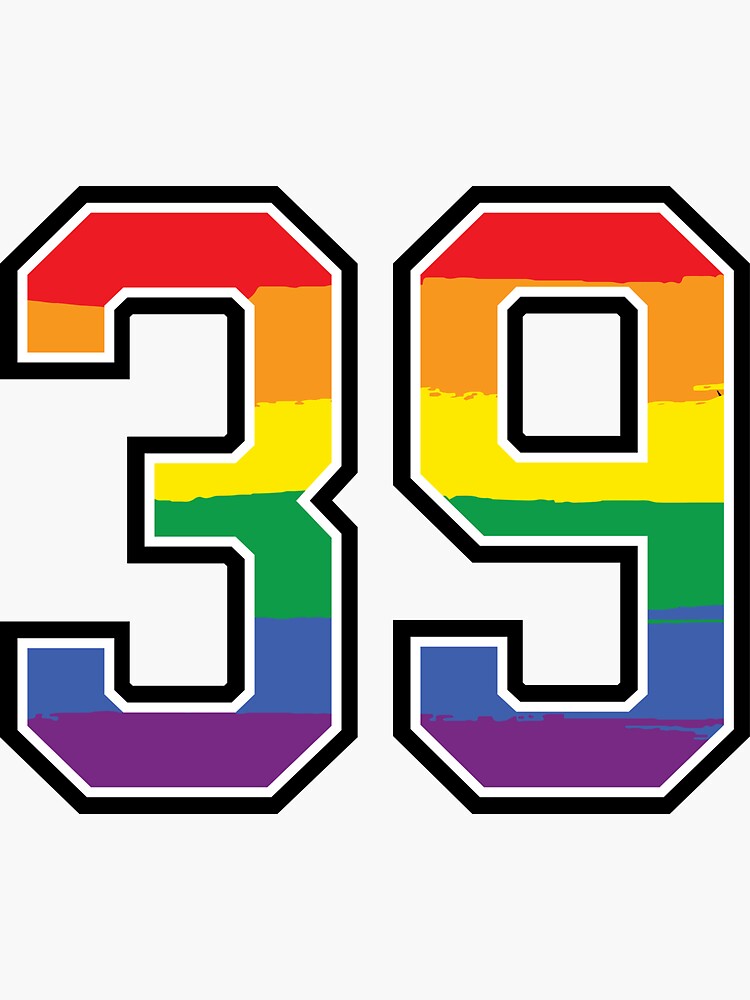 "Number 39 Rainbow LGBT pride thirty nine" Sticker by LoveIsColorful ...