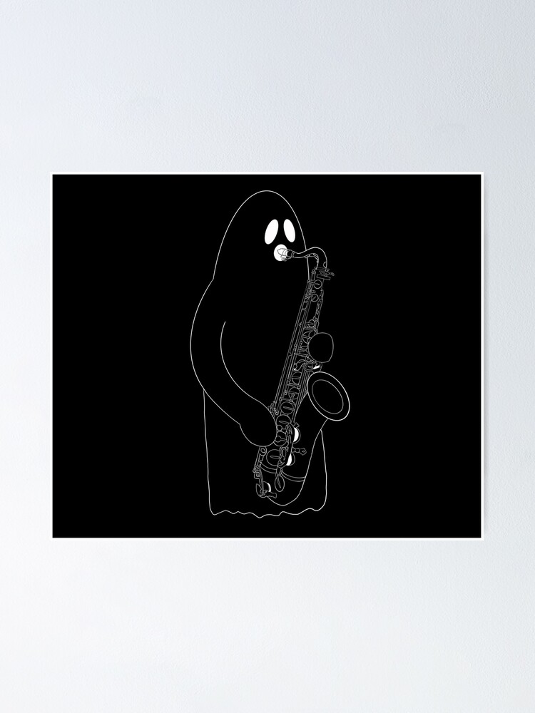 "Ghost Rocker Saxophone White outline" Poster for Sale by limitLIS ...