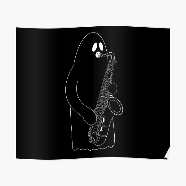 "Ghost Rocker Saxophone White outline" Poster for Sale by limitLIS ...