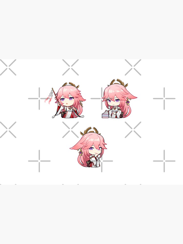 "Genshin Impact Chibi Yae Miko Sticker Pack" Mask by trevitea | Redbubble