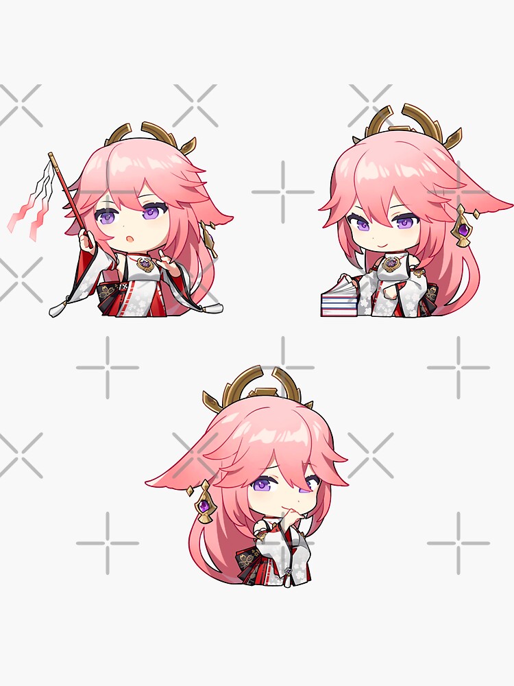"Genshin Impact Chibi Yae Miko Sticker Pack" Sticker by trevitea ...