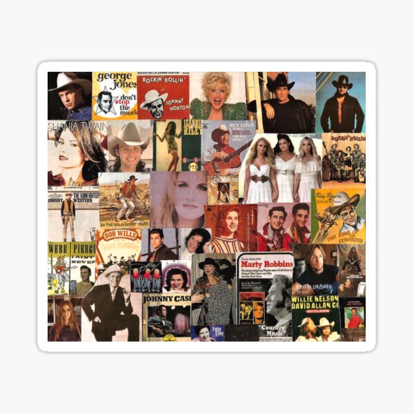 "Classic country music collage" Sticker for Sale by CollageFreak ...