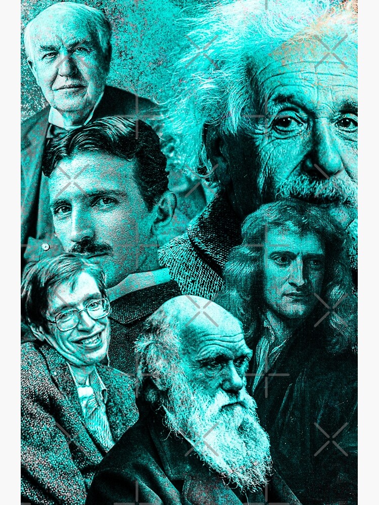 Lámina fotográfica «Albert Einstein Isaac Newton Nikola Tesla Charles ...