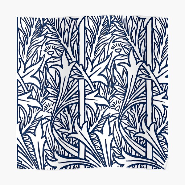 "plant blue pattern" Poster for Sale by dora-design | Redbubble