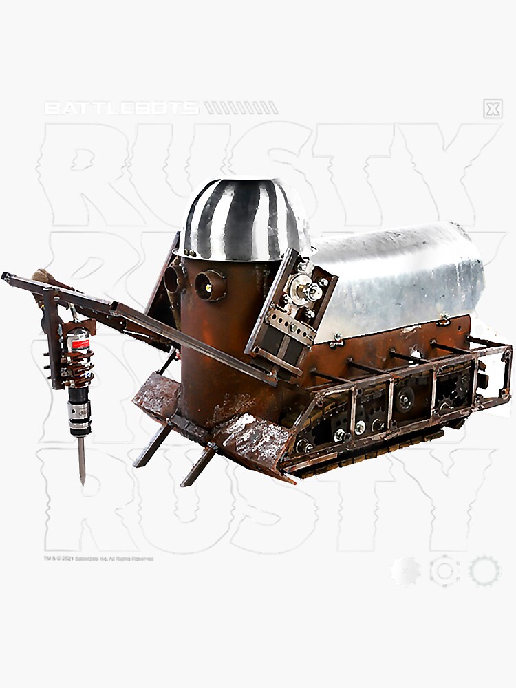 "BattleBots Rusty Robot Text Stack T-Shirt.png" Sticker by khongsaodau ...