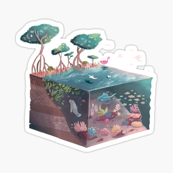 "Isometric Coral Reef and Mangrove Ecosystem " Sticker for Sale by ...