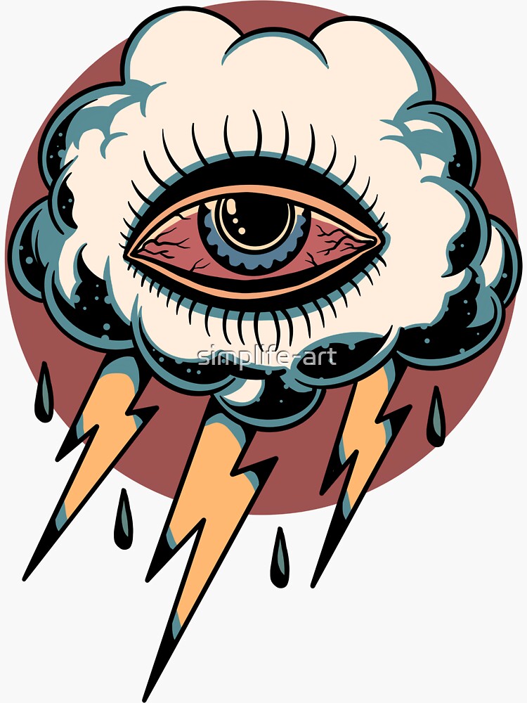 Eye Cloud Sticker For Sale By Simplife Art Redbubble
