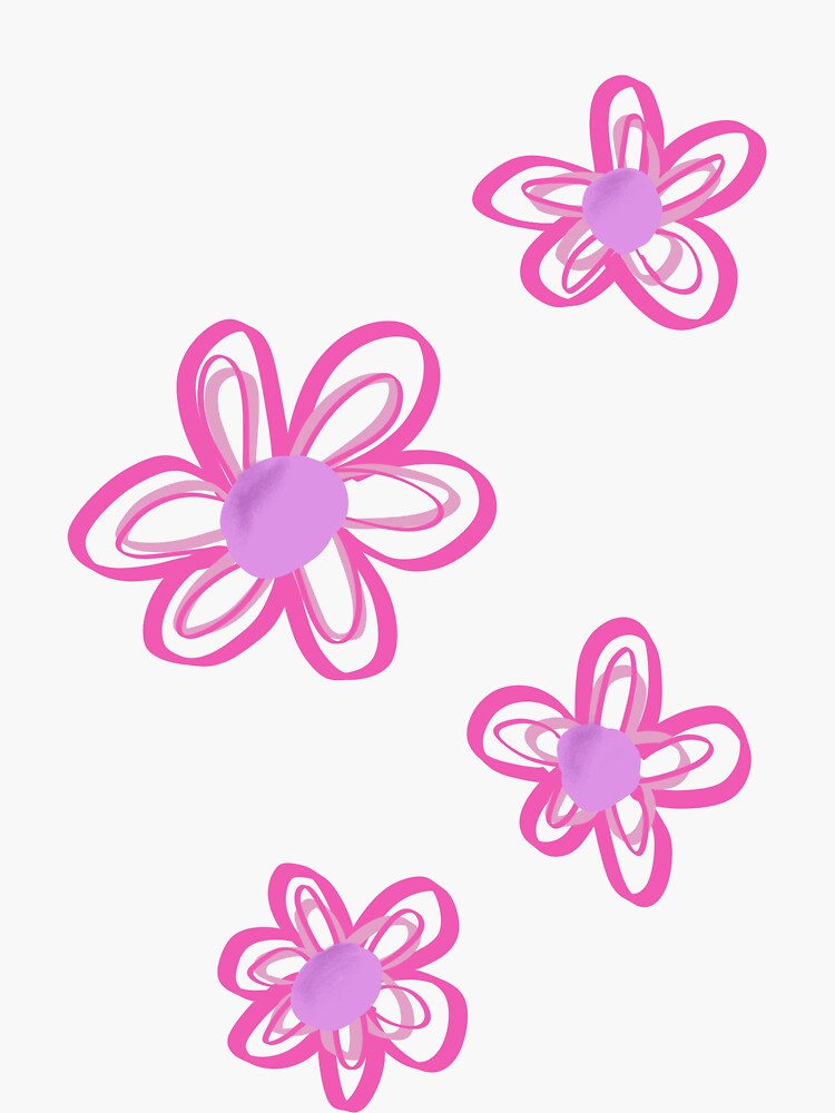 "Cute Loopy Pink Flowers" Sticker by creatava | Redbubble