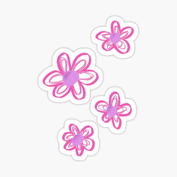 "Cute Loopy Pink Flowers" Sticker by creatava | Redbubble