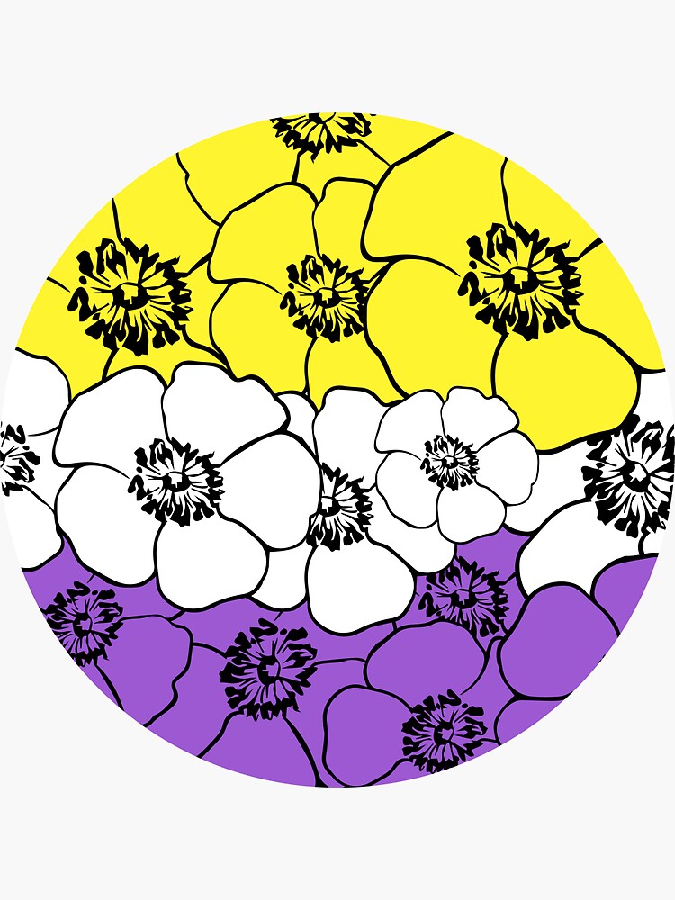 "Non Binary Flowers" Sticker for Sale by Pridish | Redbubble