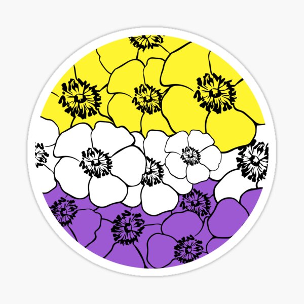 "Non Binary Flowers" Sticker by Pridish | Redbubble