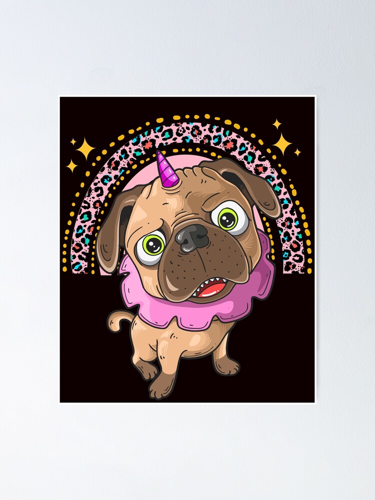 Póster «perro unicornio mágico con arcoiris para niñas, niños y perros ...