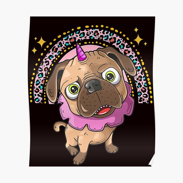 Póster «perro unicornio mágico con arcoiris para niñas, niños y perros ...