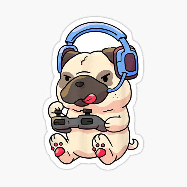 "Gamer Pug Gaming Pugs Video Game Gift" Sticker by Zamira1323 | Redbubble