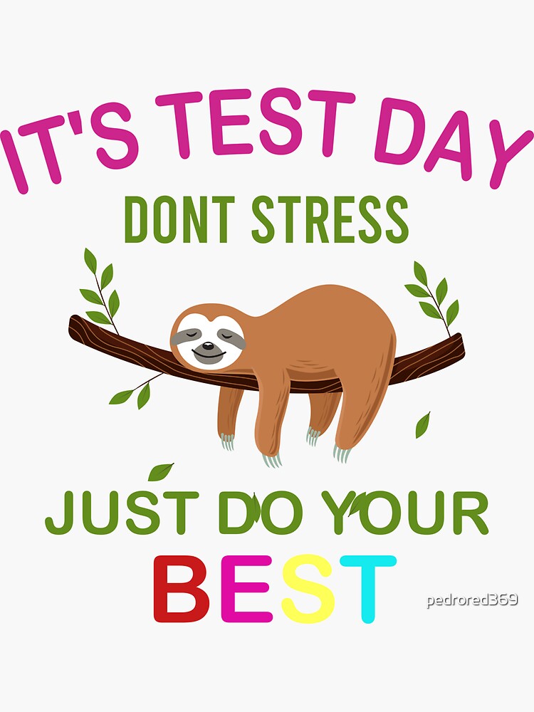 "Happy Test Day Sloth Funny School Professor Teacher Testing Squad ...