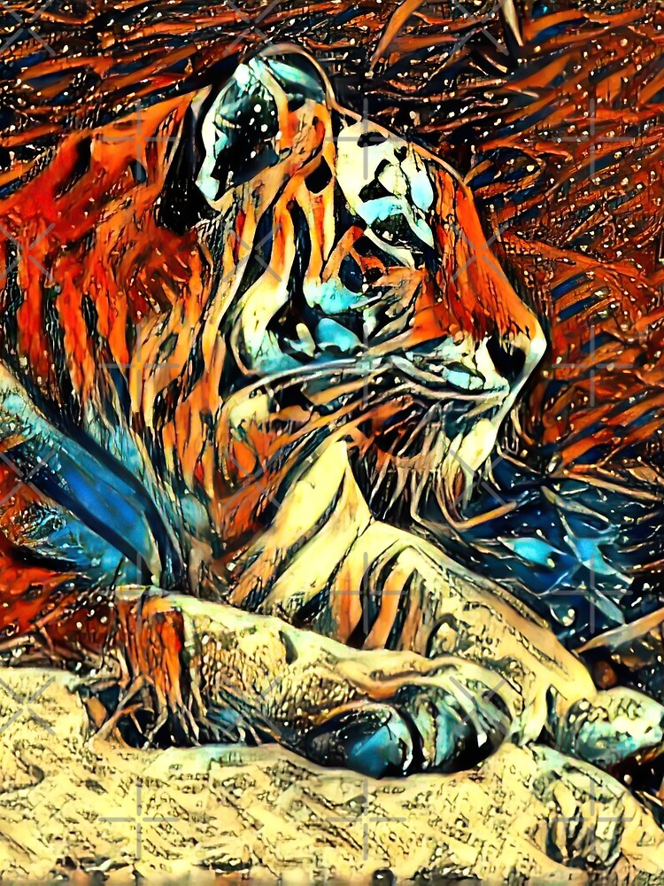 "Tiger sitting on rocks" Poster for Sale by MSDreamArt | Redbubble
